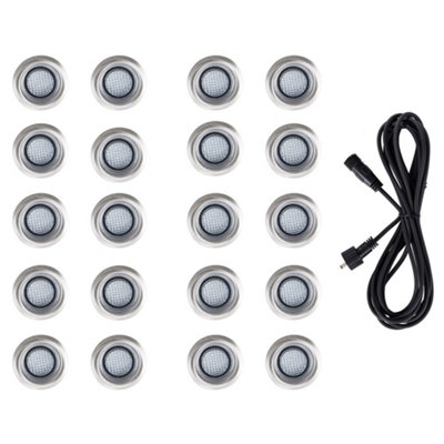 ValueLights Pair Of 40mm IP67 Rated White LED Round Decking Kitchen ...