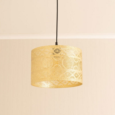 ValueLights Pair of Casablanca Gold Metal Ceiling Lamp Shades