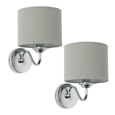 ValueLights Pair Of Modern Chrome Curved Arm Wall Light Fittings With ...