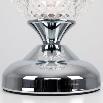 ValueLights Pair Of Modern Silver Chrome And Decorative Glass Bedside ...
