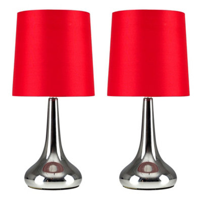 ValueLights Pair Of Modern Silver Chrome Teardrop Touch Bed Side Table ...