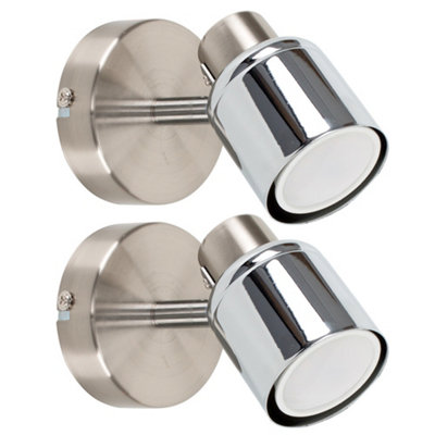 ValueLights Pair Of Modern Single Ceiling Wall Spotlights in Chrome ...
