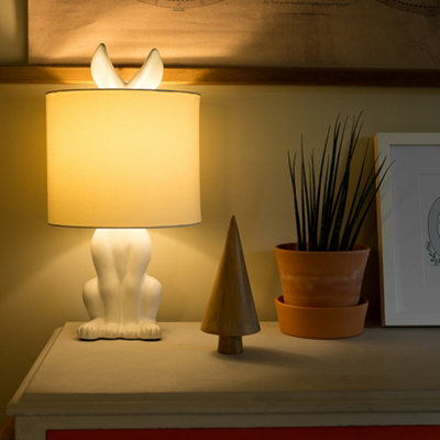 ValueLights Pair of Modern White Ceramic Rabbit/Hare Table Lamps With ...