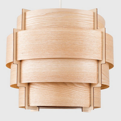 ValueLights Persia Brown Modern Wood Veneer Stepped Drum Ceiling Light ...