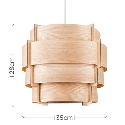 ValueLights Persia Brown Modern Wood Veneer Stepped Drum Ceiling Light ...