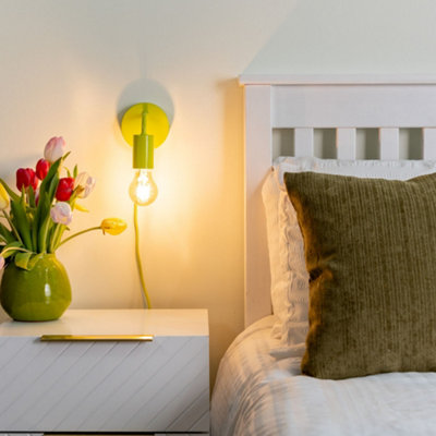 ValueLights Plug in Colour Pop Lime Green Easy Fit Wall Light - Bulb ...