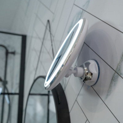 ValueLights Rechargeable Suction Cup Mirror with 5 x Magnification ...