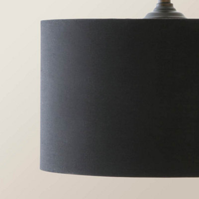 ValueLights Reni Black & Chrome Drum Shade 3 Drop Bar Black Diner ...