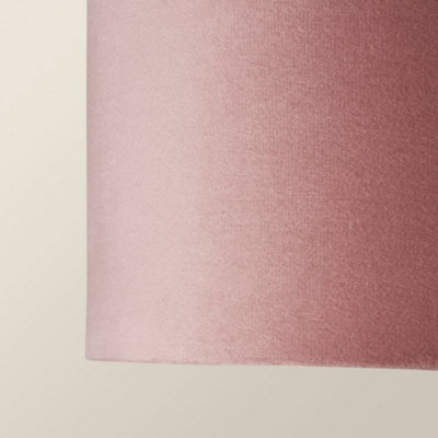 ValueLights Reni Blush Velvet Drum Ceiling Lamp Shade (D)35cm
