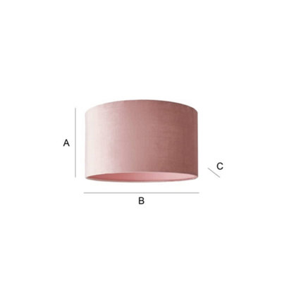 ValueLights Reni Blush Velvet Drum Ceiling Lamp Shade (D)35cm