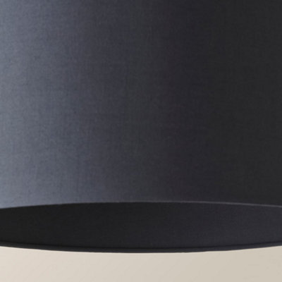 ValueLights Reni Charcoal Fabric Drum Ceiling Lamp Shade (D)35cm