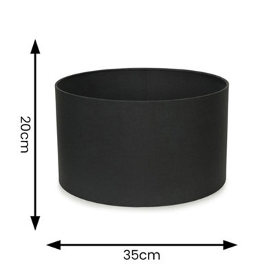 ValueLights Reni Charcoal Fabric Drum Ceiling Lamp Shade (D)35cm