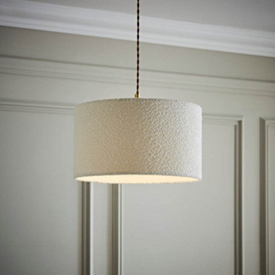 ValueLights Reni Cream Boucle Drum Ceiling Lamp Shade (D)35cm