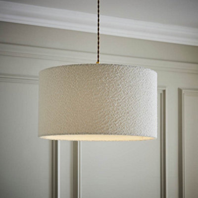 VALUELIGHTS RENI CREAM BOUCLE DRUM CEILING LAMP SHADE (D)45CM