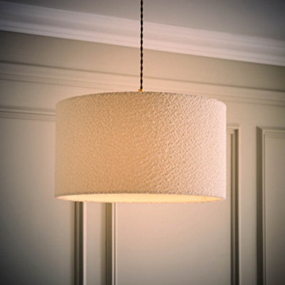 VALUELIGHTS RENI CREAM BOUCLE DRUM CEILING LAMP SHADE (D)45CM