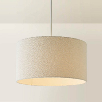 VALUELIGHTS RENI CREAM BOUCLE DRUM CEILING LAMP SHADE (D)45CM