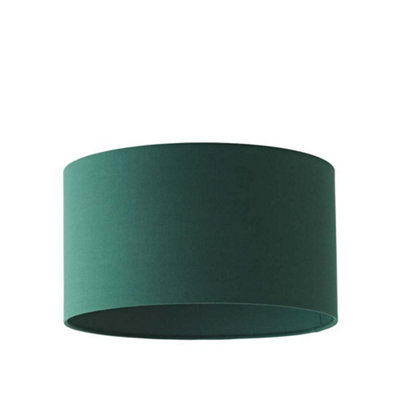 ValueLights Reni Forest Green Fabric Drum Ceiling Lamp Shade (D)35cm