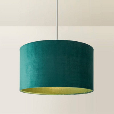 ValueLights Reni Forest Green Velvet Medium Ceiling Pendant Lamp Shade