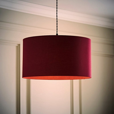 ValueLights Reni Plum Fabric Drum Ceiling Lamp Shade and Bulb (D)45cm