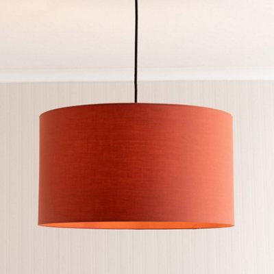 ValueLights Reni Rust Fabric Ceiling Pendant Light Drum Lamp Shade and ...