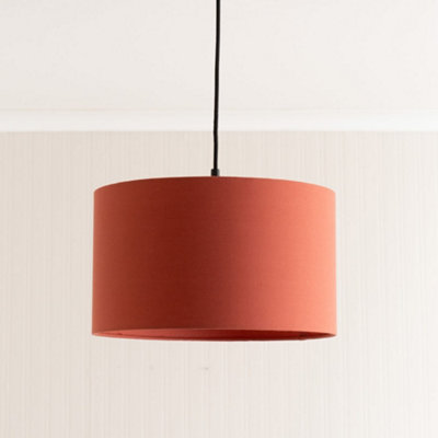 ValueLights Reni Rust Fabric Drum Ceiling Lamp Shade and Bulb (D)35cm
