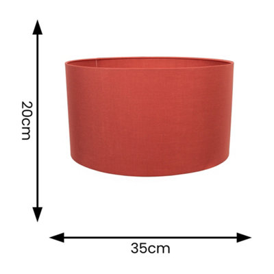 ValueLights Reni Rust Fabric Drum Ceiling Lamp Shade and Bulb (D)35cm