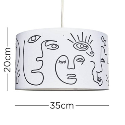 ValueLights Reni White Abstract Ceiling Lamp Shade and Bulb (D)35cm