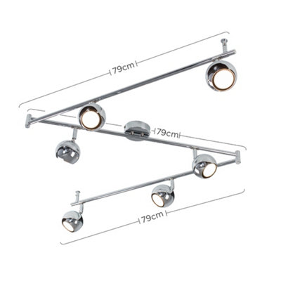 ValueLights Retro Adjustable 6 Way Eyeball Polished Chrome Ceiling ...