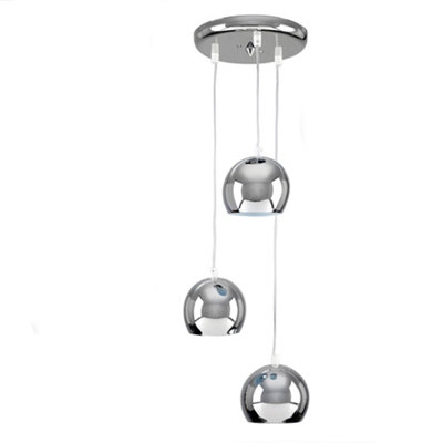 ValueLights Retro Silver Chrome 3 Way Droplet Pendant Ceiling Light