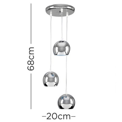 ValueLights Retro Silver Chrome 3 Way Droplet Pendant Ceiling Light