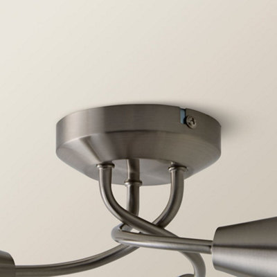 ValueLights Ricardo Modern 3 Way Brushed Chrome Ceiling Light Fitting ...