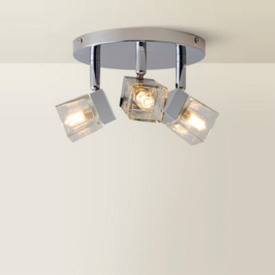 VALUELIGHTS RITZ ICE CUBE CHROME IP44 BATHROOM 3 WAY FLUSH CEILING ...