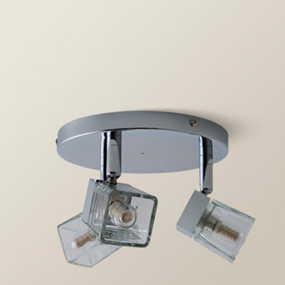 VALUELIGHTS RITZ ICE CUBE CHROME IP44 BATHROOM 3 WAY FLUSH CEILING ...
