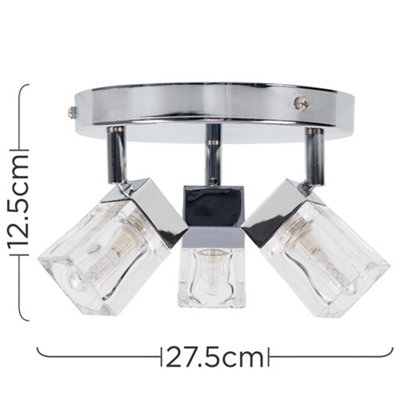 VALUELIGHTS RITZ ICE CUBE CHROME IP44 BATHROOM 3 WAY FLUSH CEILING ...