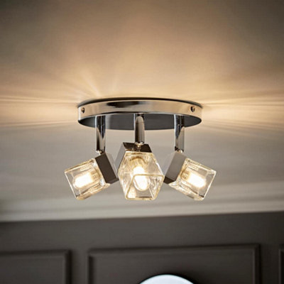 ValueLights Ritz Ice Cube Polished Chrome IP44 Bathroom 3 Way Spotlight ...