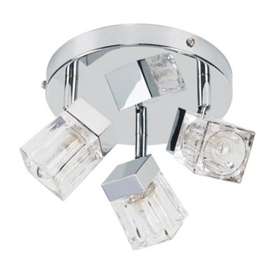 ValueLights Ritz Ice Cube Polished Chrome IP44 Bathroom 3 Way Spotlight ...