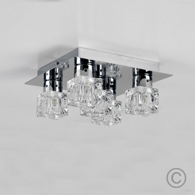 VALUELIGHTS RITZ MODERN CHROME ICE CUBE 5 WAY FLUSH CEILING SPOTLIGHT