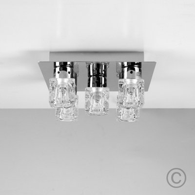 VALUELIGHTS RITZ MODERN CHROME ICE CUBE 5 WAY FLUSH CEILING SPOTLIGHT