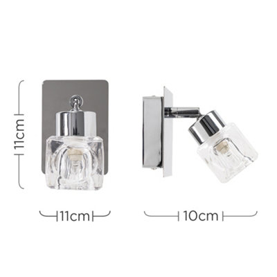 VALUELIGHTS RITZ MODERN SILVER CHROME AND GLASS ICE CUBE WALL LIGHT