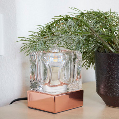 ValueLights Ritz Pair of Modern Glass Ice Cube Touch Table Lamps with ...