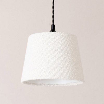 ValueLights Rory Cream Boucle Fabric Tapered Easy Fit Ceiling Table ...