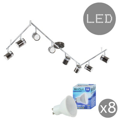 ValueLights Rosie Black Ceiling Bar Spotlight and GU10 Spotlight LED 5W ...