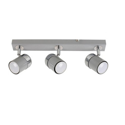 ValueLights Rosie Grey Ceiling Bar Spotlight and GU10 Spotlight LED 5W ...