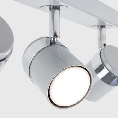 ValueLights Rosie Modern 4 Way Gloss Grey and Silver Chrome Straight ...