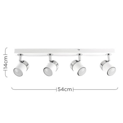 ValueLights Rosie Modern 4 Way Gloss White Straight Bar Ceiling Spotlight