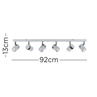 ValueLights Rosie Modern 6 Way Gloss White Chrome Straight Bar Ceiling ...