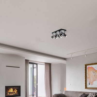 ValueLights Rosie Modern Rectangular 6 Way Adjustable Ceiling Spotlight ...