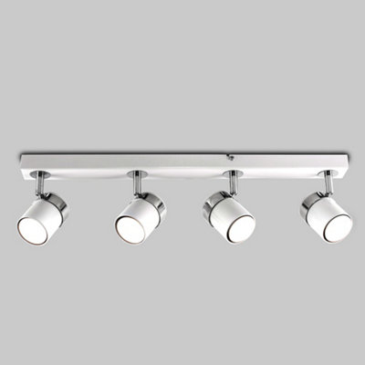 ValueLights Rosie White Ceiling Bar Spotlight and GU10 Spotlight LED 5W ...