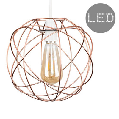 ValueLights Rutherford Copper Ceiling Shade and Bulb (D)25.5cm