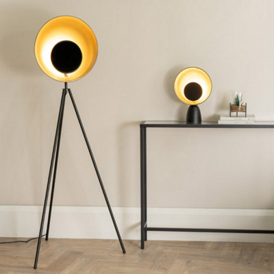 ValueLights Saffy Matt Black Metal Integrated LED Tripod Metallic Shade ...